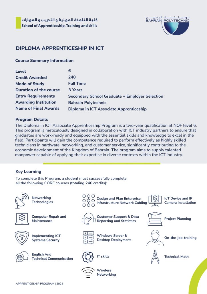 Diploma apprenticeship in ICT – Bahrain Polytechnic Apprenticeship